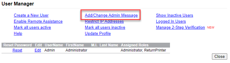 Custom Admin Message – MyTaxProgram