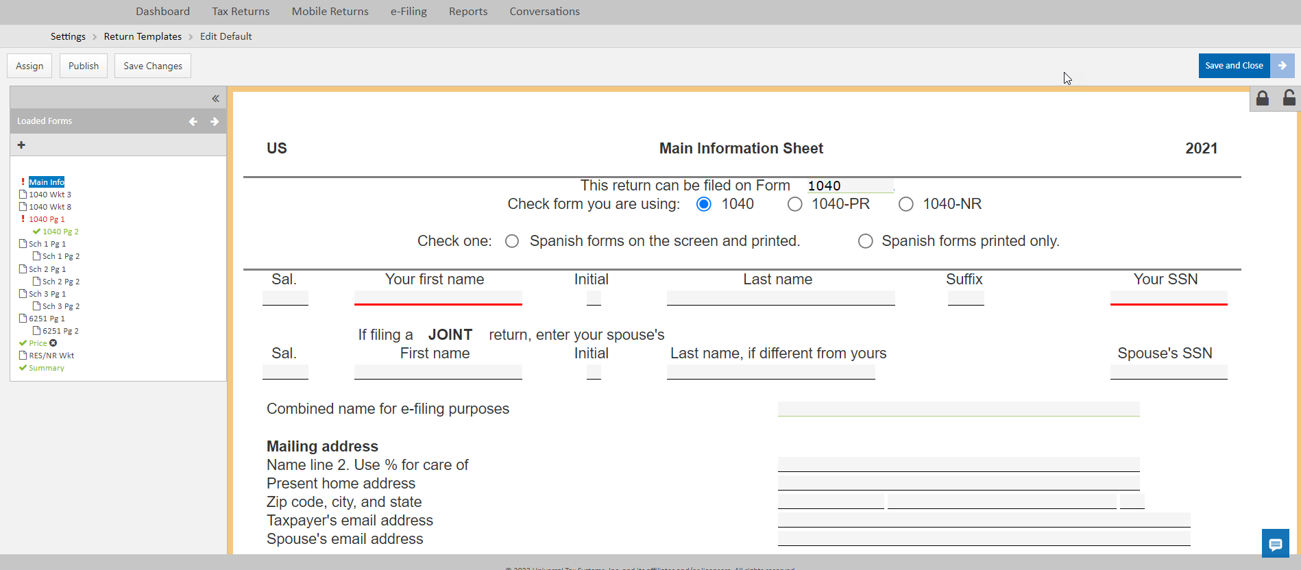 Return Templates – MyTaxProgram